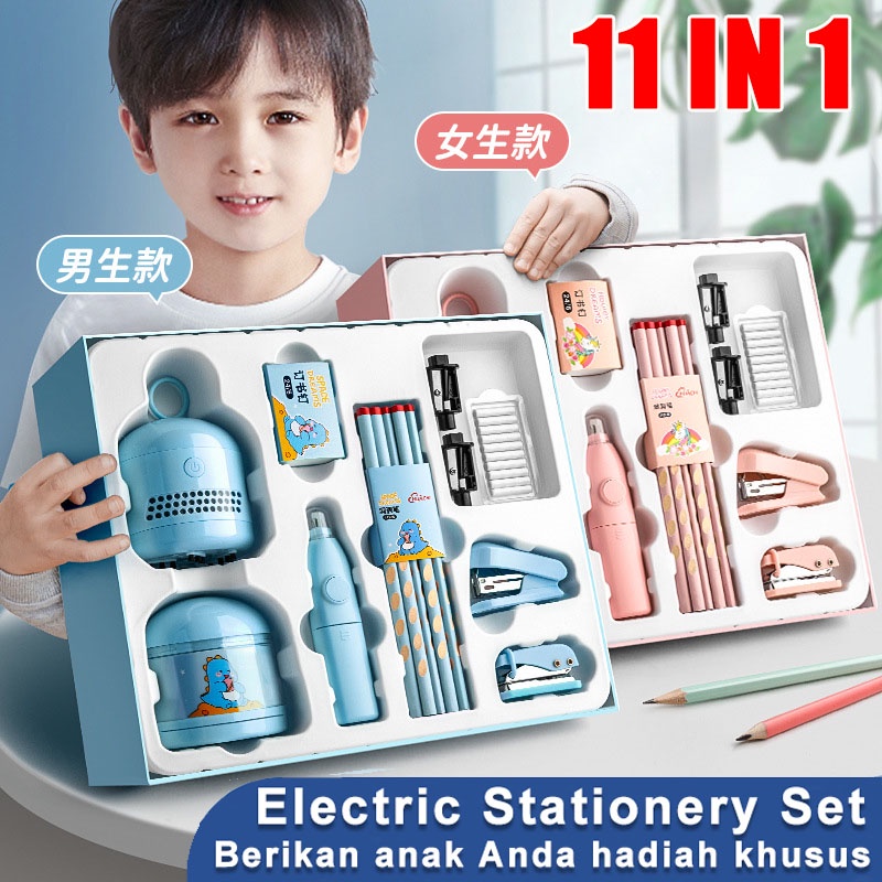 Jual Electric Stationery Set set Alat Tulis Elektronik Rautan Penghapus ...