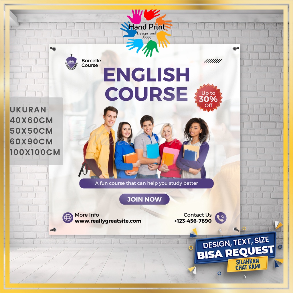 Jual SPANDUK / BANNER / MMT Bimbel Bimbingan Belajar Kursus Bahasa ...