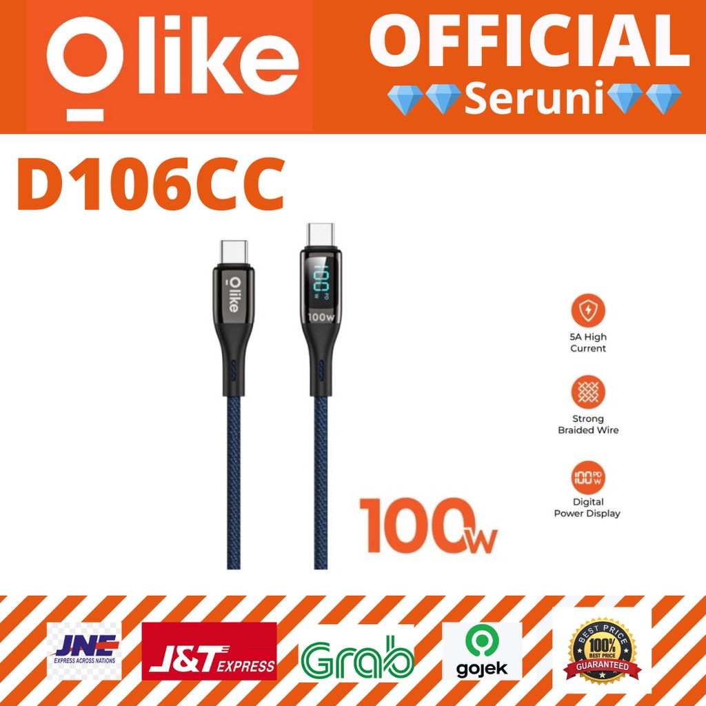 Jual OLIKE D106CC USB-C to USB-C Kabel Data 100W Fast Charge LED ...
