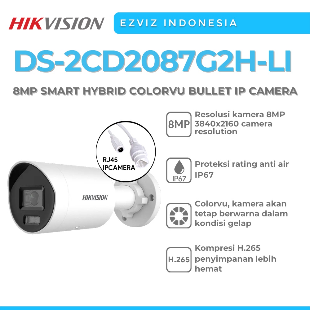 Jual HIKVISION DS-2CD2087G2H-LI 8MP SMART HYBRID COLORVU BULLET IP CAMERA | Shopee Indonesia