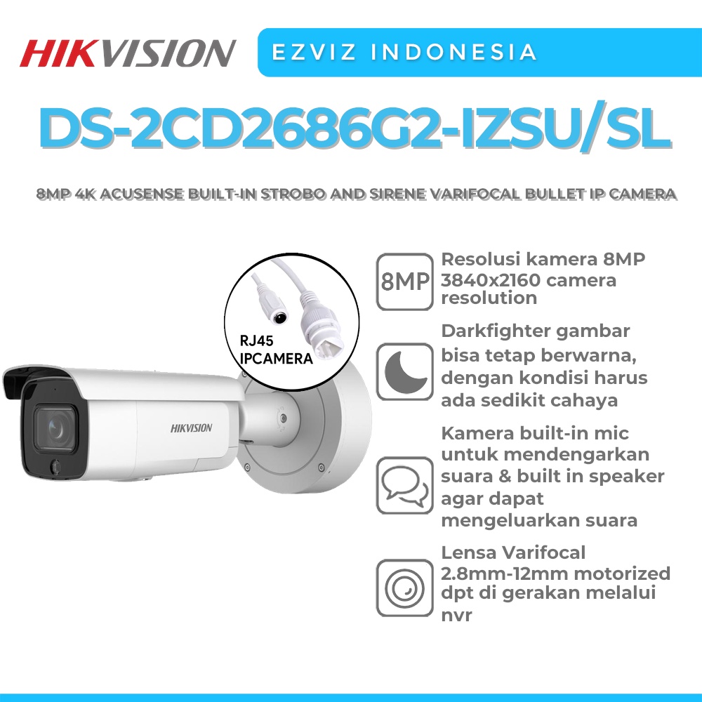 Jual HIKVISION DS-2CD2686G2-IZSU/SL 8MP 4K ACUSENSE VARIFOCAL IP CAMERA | Shopee Indonesia