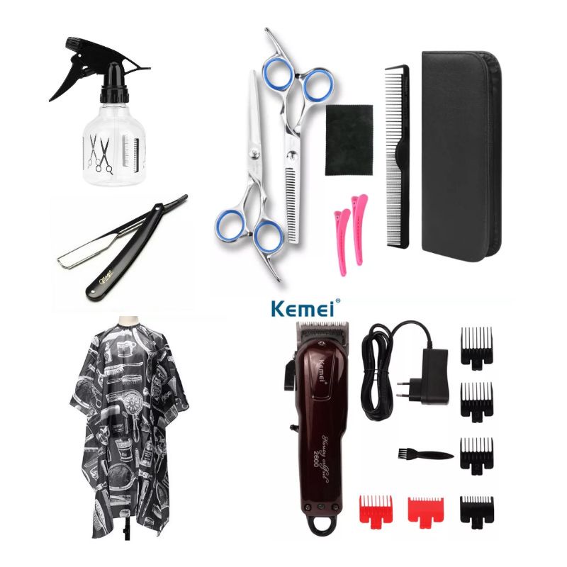 Jual Paket Barbershop Alat Mesin Cukur Rambut Lengkap Kemei Km 2600 Elektrik Hair Clipper ...