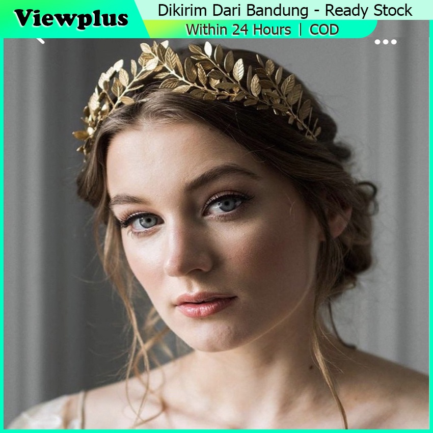 Jual Mahkota Bando Daun Emas Metal Hias Rambut Headpiece Crown ...