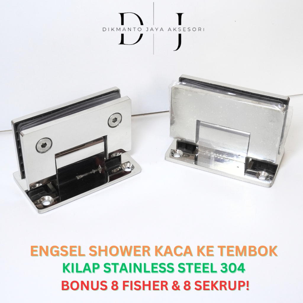 Jual Engsel Shower Kilap Kaca ke Tembok Stainless Steel 304 (Glass to ...