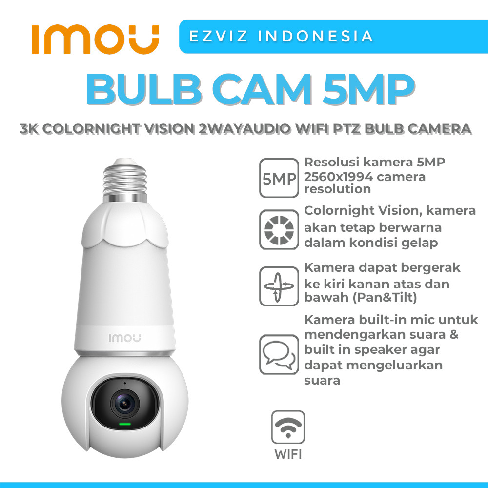 Jual IMOU IPC-S6DP-5M0WEB BULB CAM 5MP 3K COLORNIGHT WIFI PT BULB ...