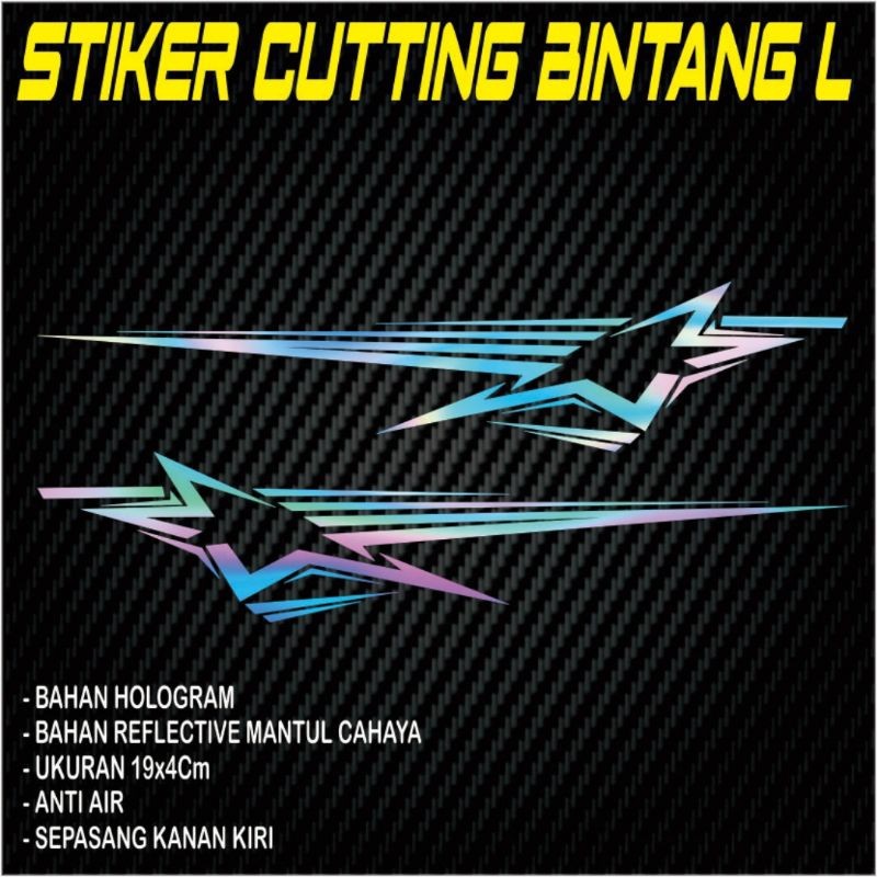 Jual stiker cutting sticker bintang l hologram reflective mantul cahaya ...