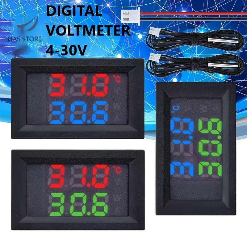 Jual Digital Voltmeter dan Termometer 4-30v dc -50 sampai 120 derajat ...