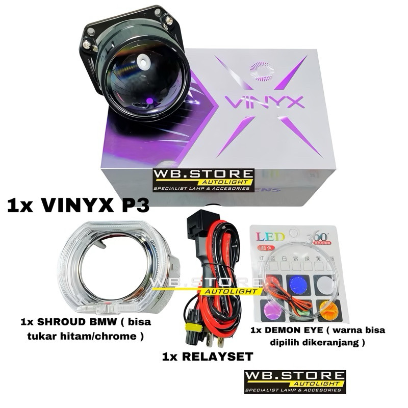 Jual PAKET BILED VINYX P3 50 watt 2.5 inch PURPLE LENS BILED VINYX ...