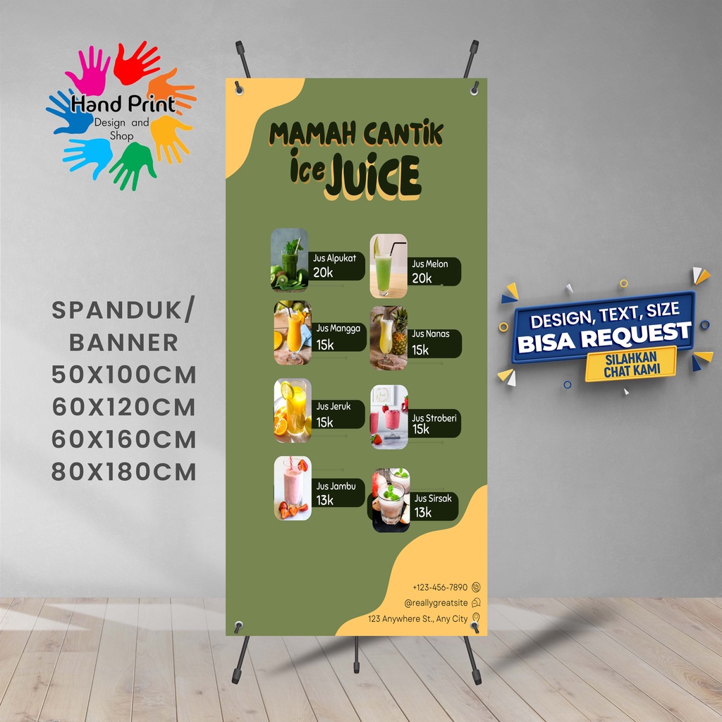 Jual SPANDUK BANNER Jus Buah Warna Hijau Juice 60x160 CM | Shopee Indonesia