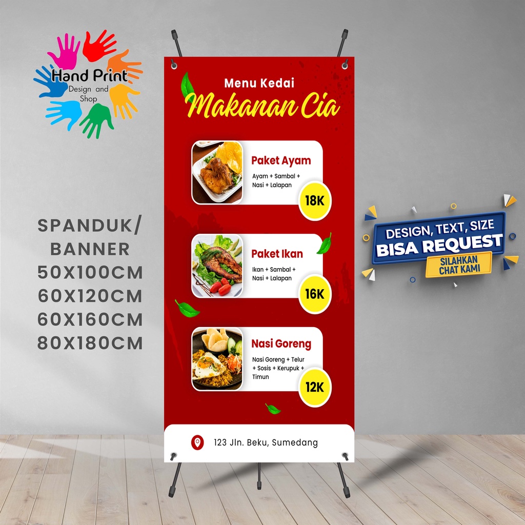 Jual SPANDUK BANNER Warung Makan Ikan Bakar Ayam Goreng 60x160 CM ...