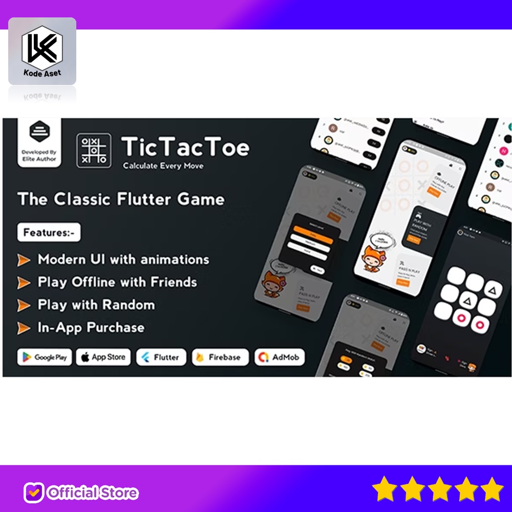 Jual SOURCE CODE APLIKASI TIC TAC TOE - THE CLASSIC FLUTTER TIC TAC TOE GAME BY KODEASET ...