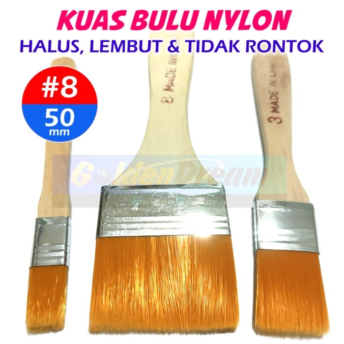 Jual Kuas Bulu Nylon Halus No.8 50mm 5cm 2 inci inch Lembut Kue Lukis ...