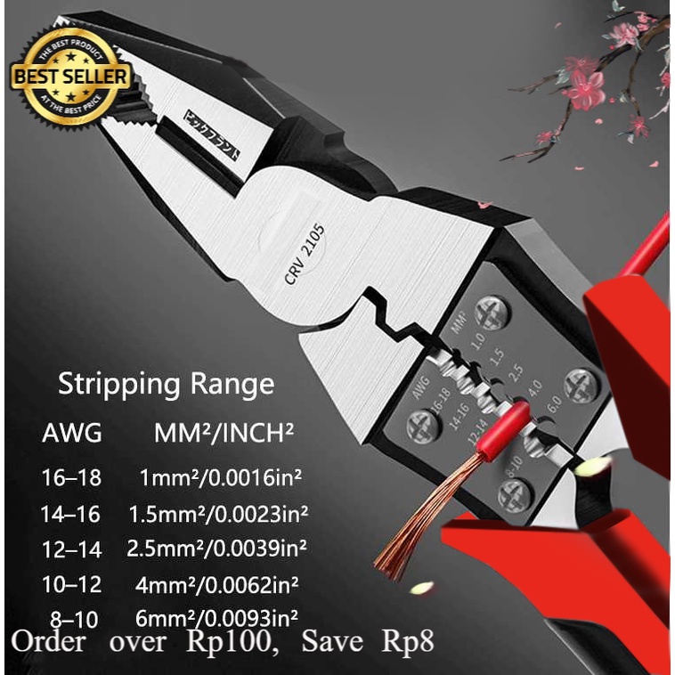 Jual NEW PROMO!! YUKIDO Tang Pemotong Kawat CRV Multifungsi Wire Cutter ...
