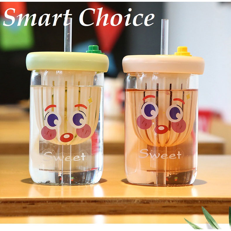 Jual SMART CHOICE Gelas Pemisah Teh Cangkir Minuman Dingin Transparan Dengan Sedotan dan Sticker ...