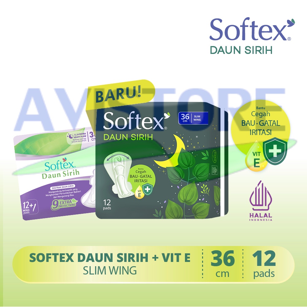 Jual [ 12 Pads ] SOFTEX Daun Sirih + Vitamin E 36cm | Shopee Indonesia