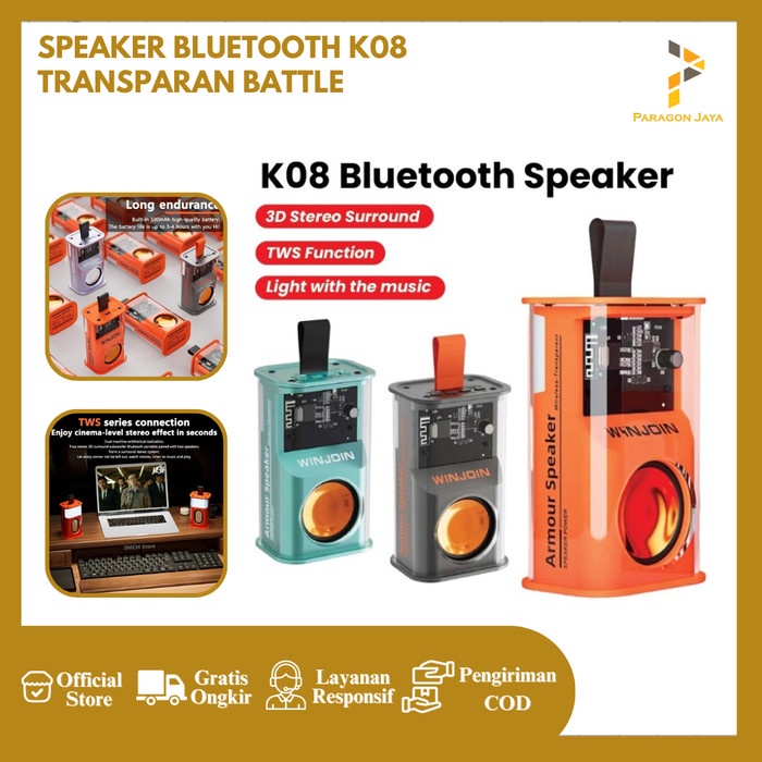 Jual Speaker K08 Wireless Bluetooth Transparan Battle Blutooth | Shopee Indonesia
