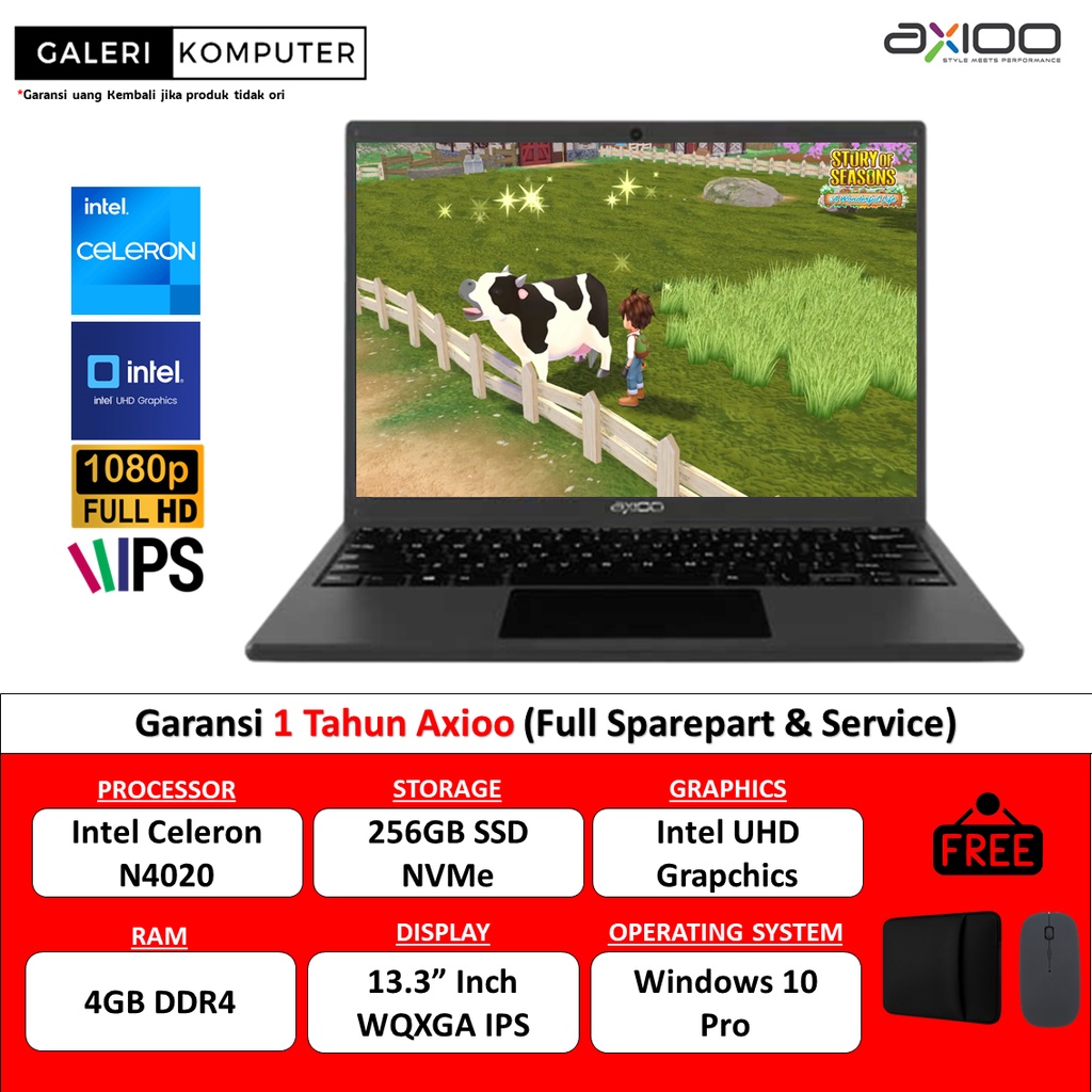 Jual Laptop AXIOO MYBOOK 14F N4020 4GB 256GB 13.3" WQXGA IPS WIN10 Pro ...