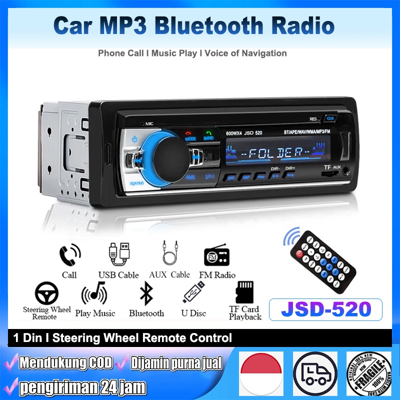 Jual JSD-520 Tape Audio Mobil Single Din Bluetooth Version Multifungsi Bluetooth USB MP3 FM ...