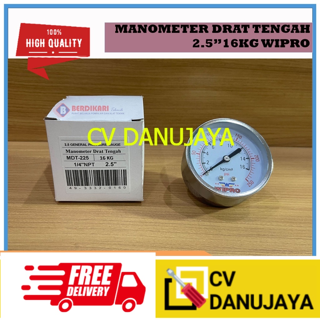 Jual WIPRO Manometer Drat Tengah 2.5" 10 KG 16 KG 25 KG pressure gauge ...