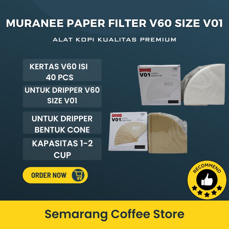 Jual Paper Filter Kopi V60 Muranee Coffee Filter Size V01 | Shopee ...