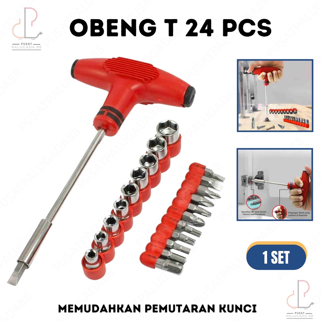 Jual Obeng set Kunci Set 24 in 1 Multifungsi Kunci Shock Obeng Palu T ...