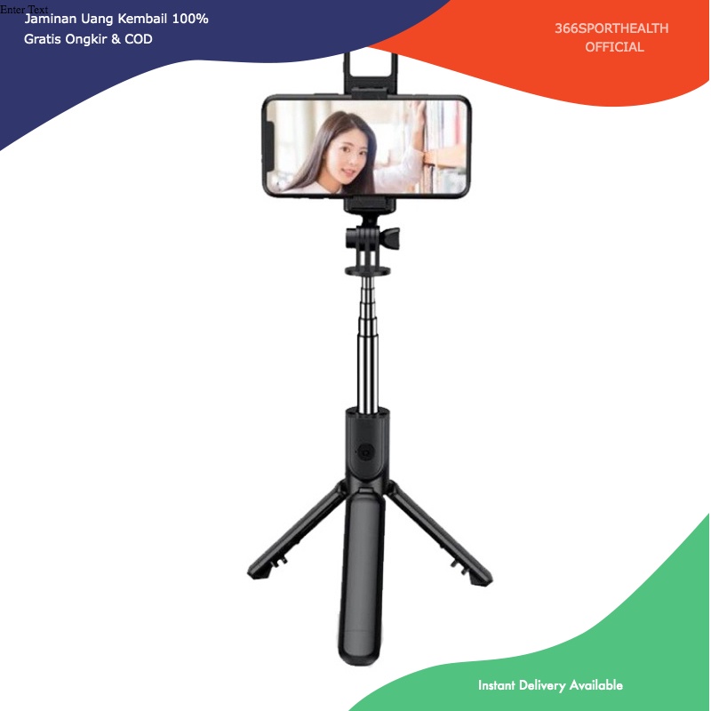 Jual [366SH] Tongsis R1S Selfie Stick Tripod Bluetooth Tomsis Remote ...
