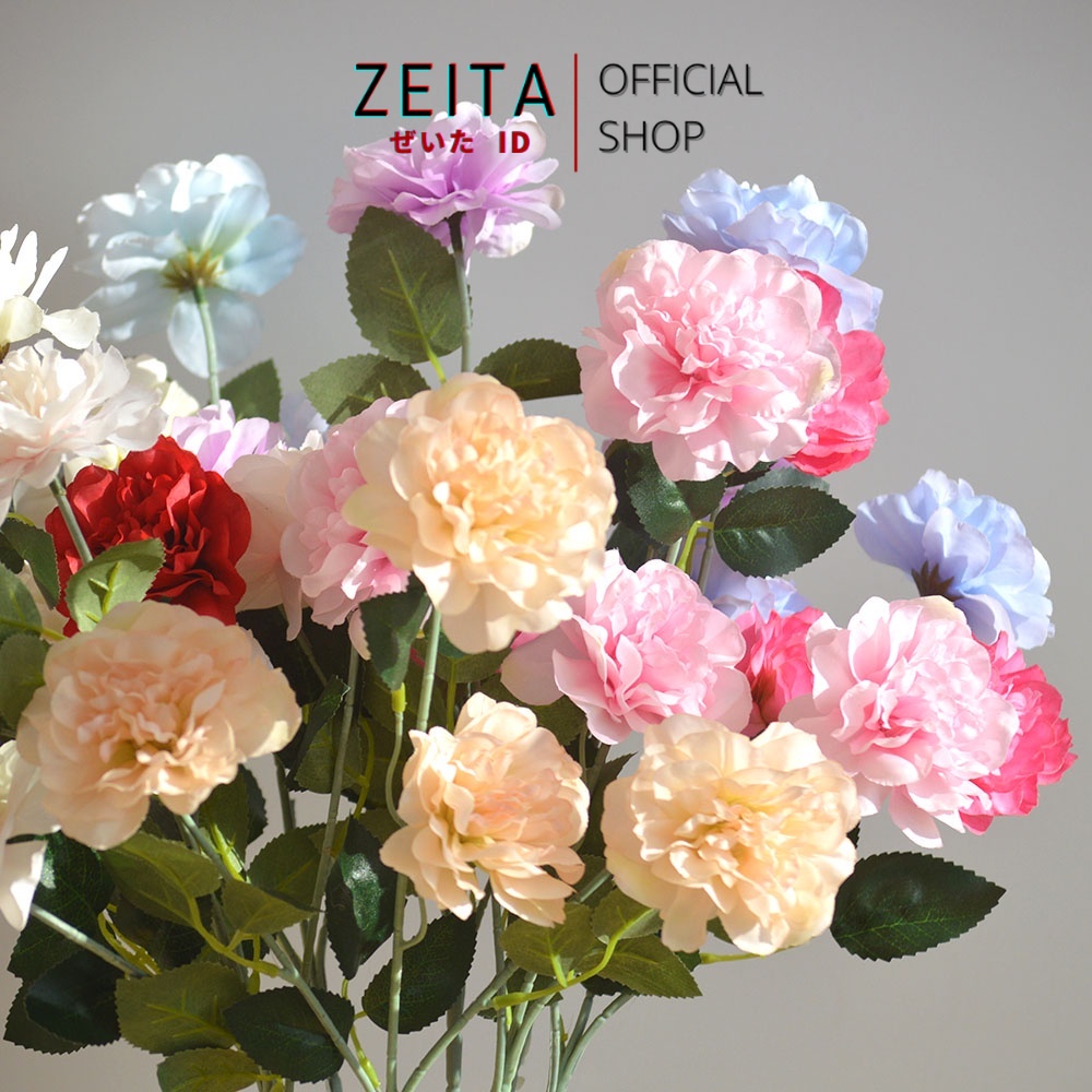 Jual Zeita - YONPAT 60cm Artificial Bunga Mawar 3 Cabang 4 Kuntum Bunga ...