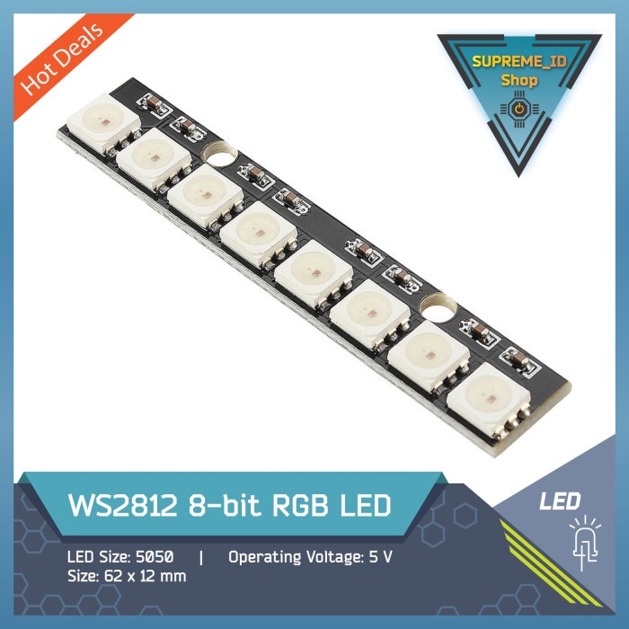 Jual 8-bit WS2812 5050 Vertical RGB LED Strip | 5V | Arduino Raspberry ...