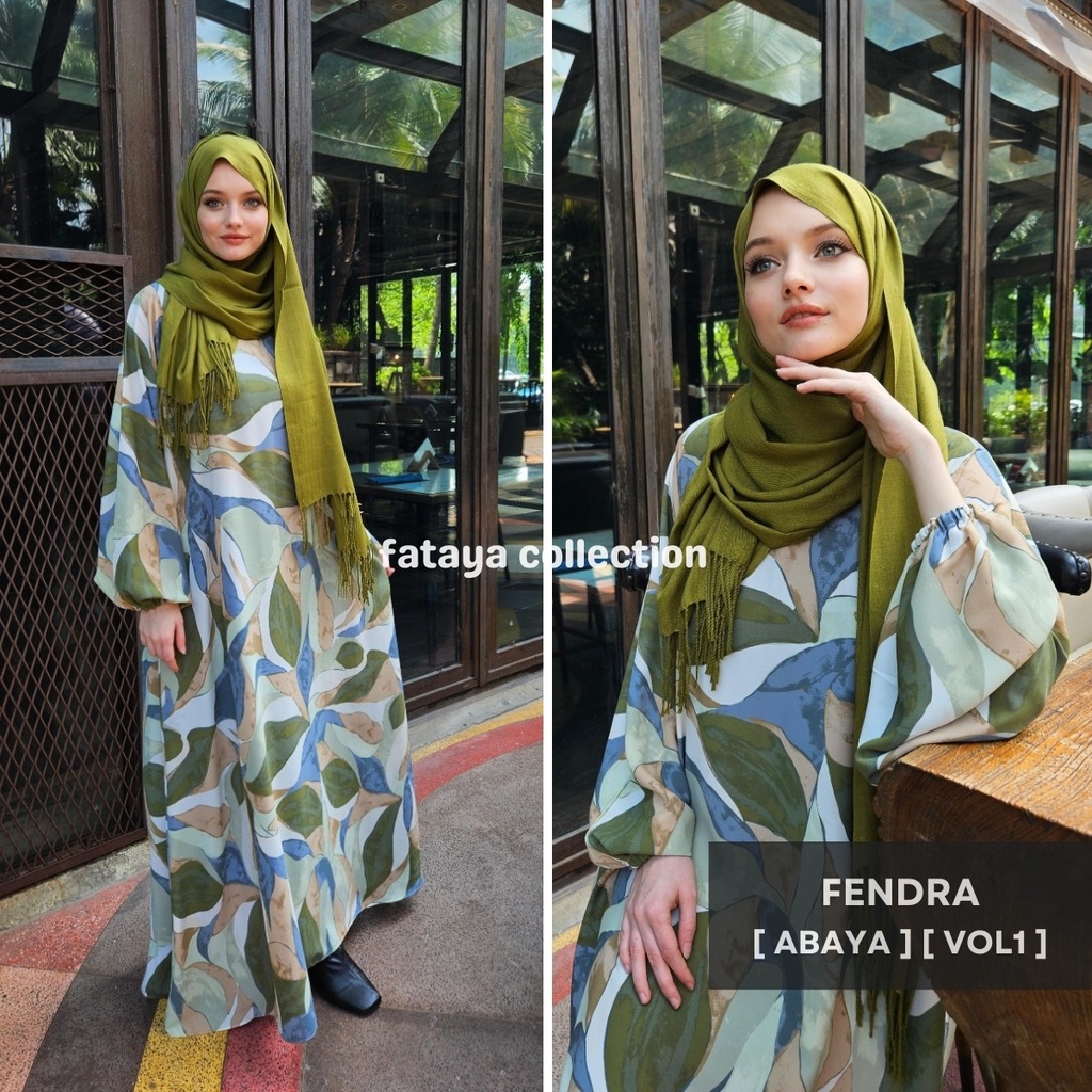 Jual Fataya Collection FENDRA Abaya Motif Nordic Painting - Kain Crepe ...