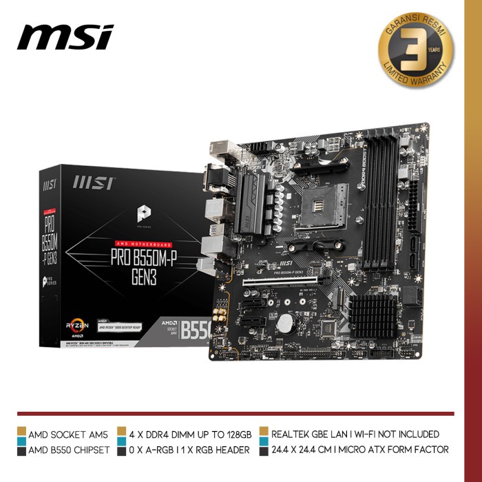 Jual MSI PRO B550M-P GEN3 | Motherboard AMD B550 Ryzen AM4 DDR4 Micro ...