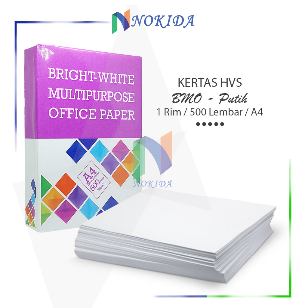 Jual Nokida Kertas Putih HVS BMO [A4/1 Rim/500 Lembar] / Kertas Printer ...
