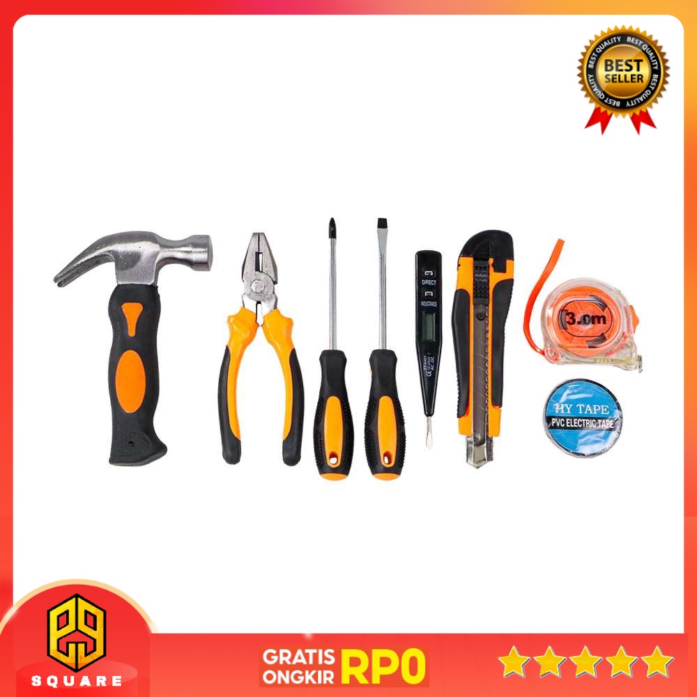 Jual Alat Set Perkakas Tang Palu Obeng Cutter Meteran 8 in 1 Original ...