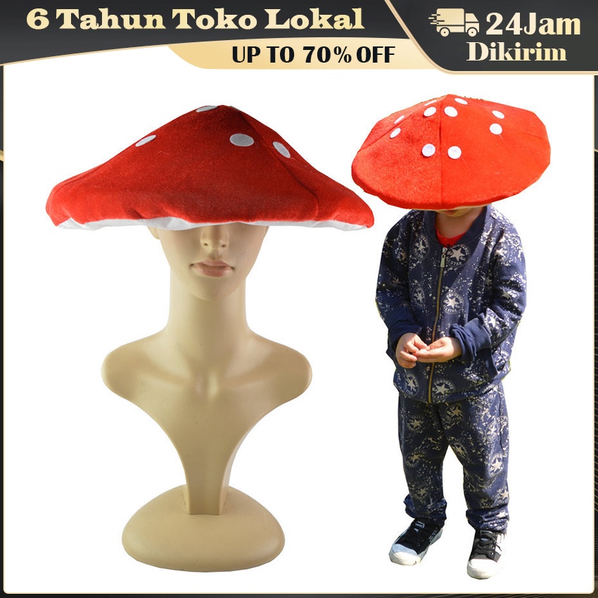 Jual Red Mushroom Hat Toad Hat Mushroom Costume Party Funny Decoration ...