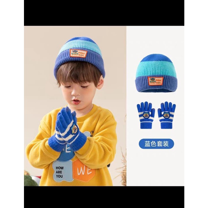 Jual Set topi kupluk & handgloves sarung tangan winter musim dingin ...