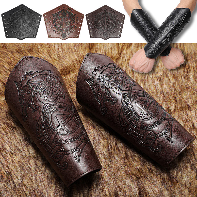 Jual Medieval Leather Wrist Guards Viking Warrior Embossed Leather ...