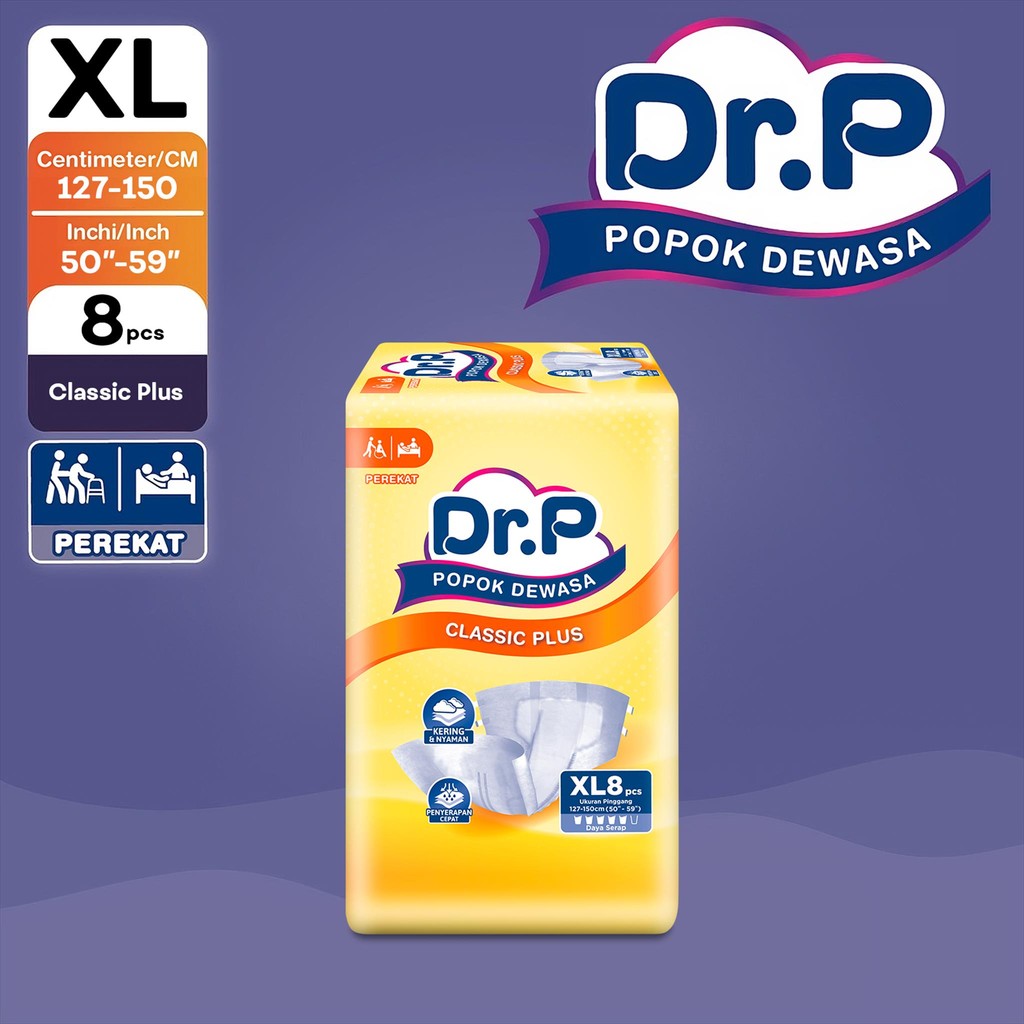 Jual DRP Dr. P Adult Diapers Popok Dewasa Classic Plus Perekat XL8 | Shopee Indonesia