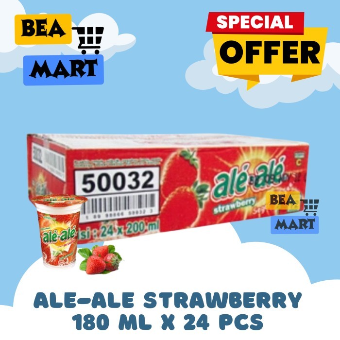 Jual Minuman ALE ALE Rasa STRAWBERRY 180ml x 24 Pcs | Jus Stoberi Cup 1 ...
