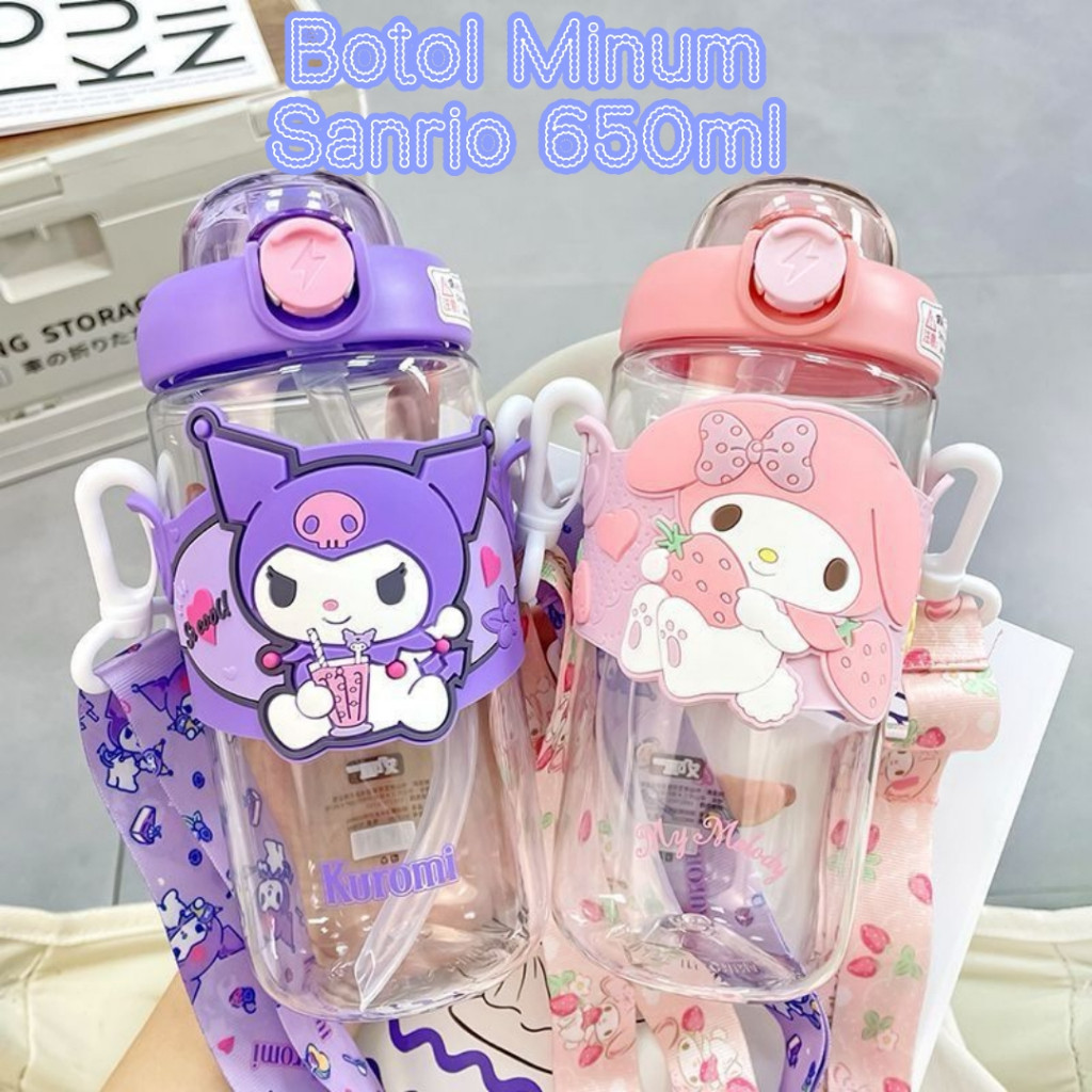 Jual Botol Minum Tebal Anak Sanrio Viral Botol Anak Sekolah Tritan Tali Sedotan 550ml Kuromi My ...