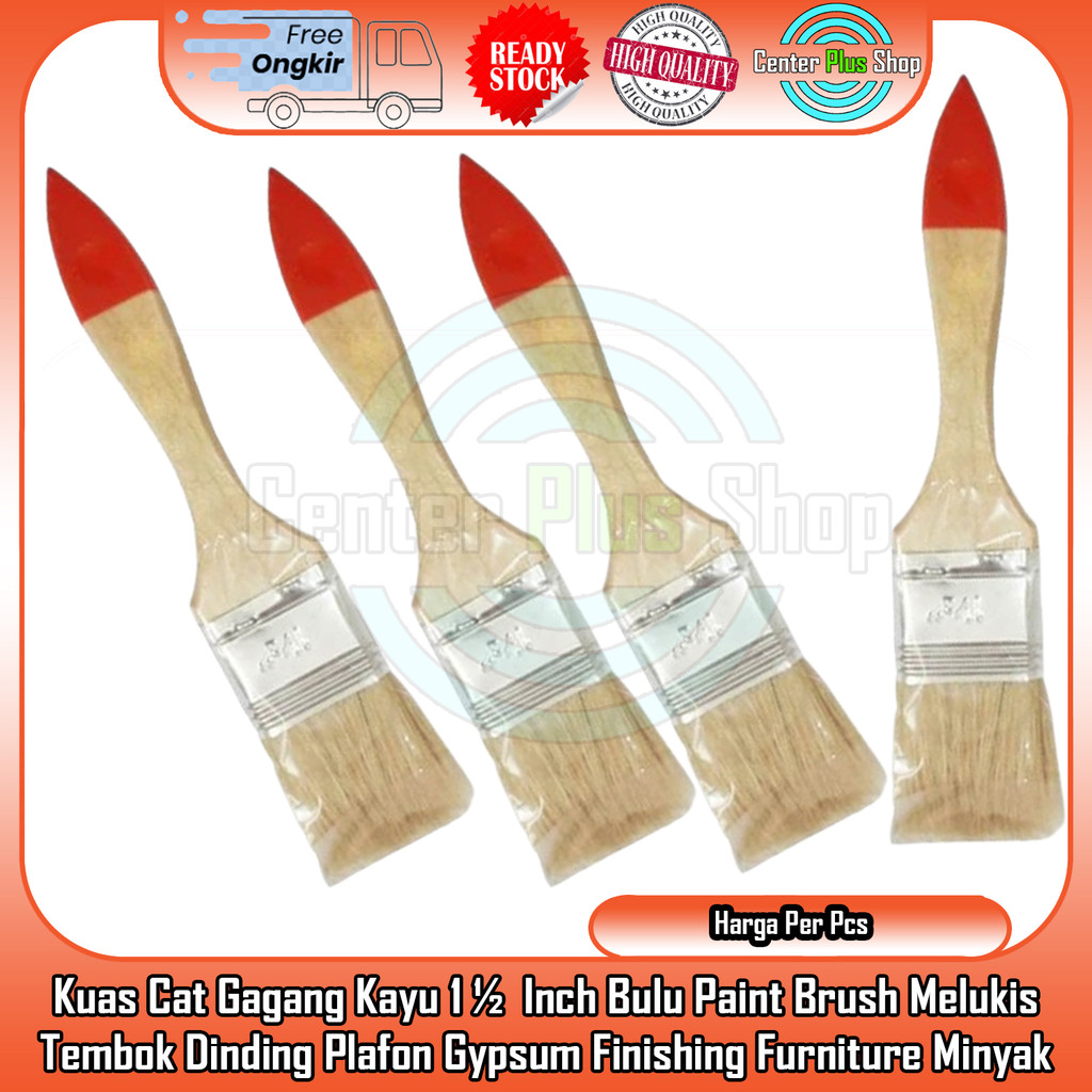 Jual Kuas Cat Gagang Kayu 1½ Inch Bulu Paint Brush Melukis Dekorasi ...