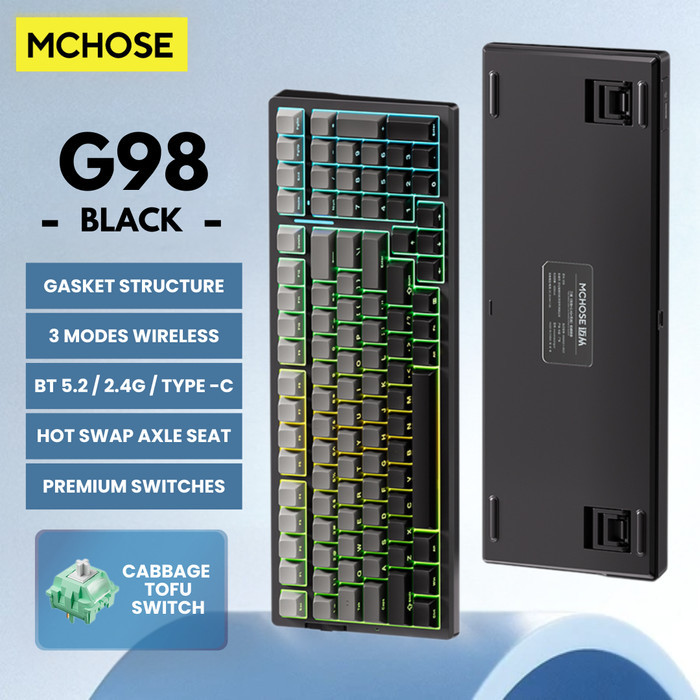 Jual MCHOSE G98 Mechanical Keyboard Black| Cabbage Tofu Switch V2 | 98% Layout | Cherry Profile ...