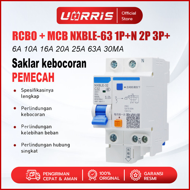 Jual UORRIS RCBO + MCB NXBLE-63 1P+N 2P 3P+N 6A 10A 16A 20A 25A 32A 40A 50A 63A 6kA 30MA ...