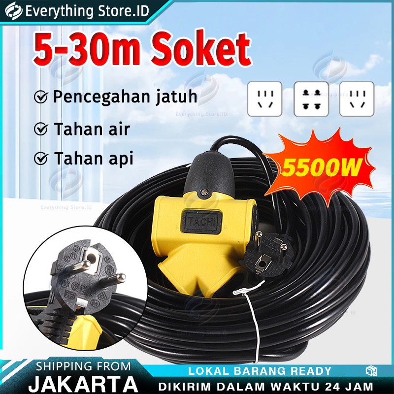 Jual 3600W Soket Kabel Extension Cord Extra-long Plug-in Strip 3M/5M ...