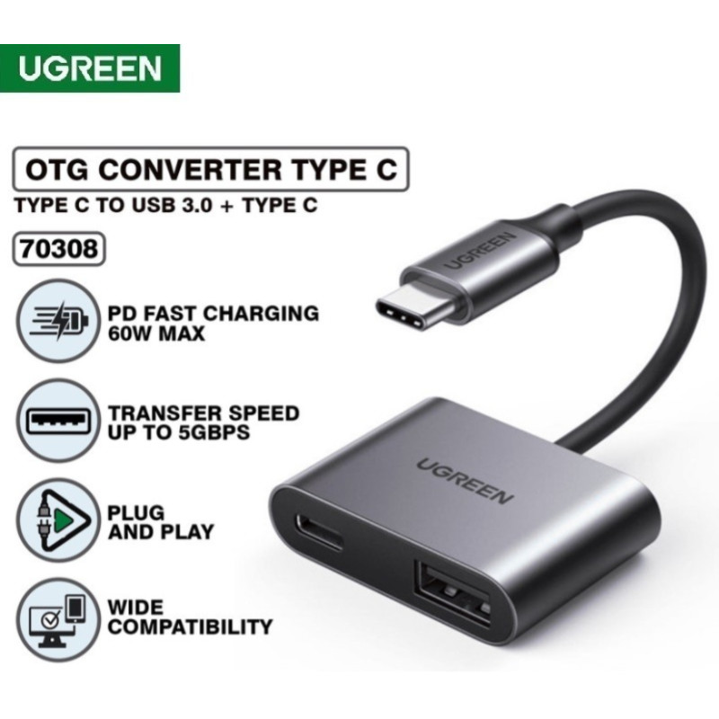 Jual UGREEN OTG Converter Type C Male to USB 3.0 Female + PD Type C ...