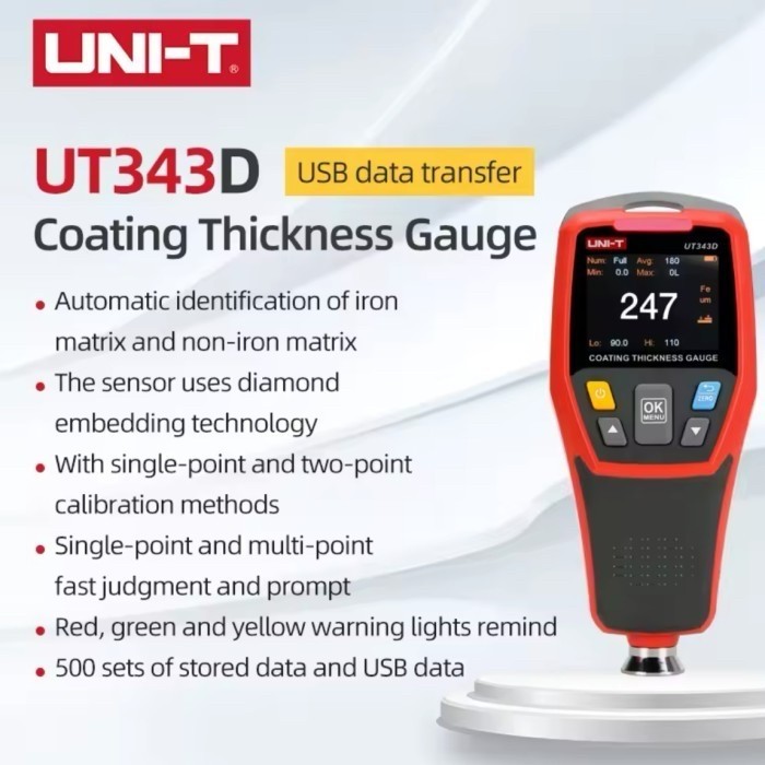 Jual UNI-T Coating Thickness Gauge Alat Ukur Ketebalan Cat UT343D ...