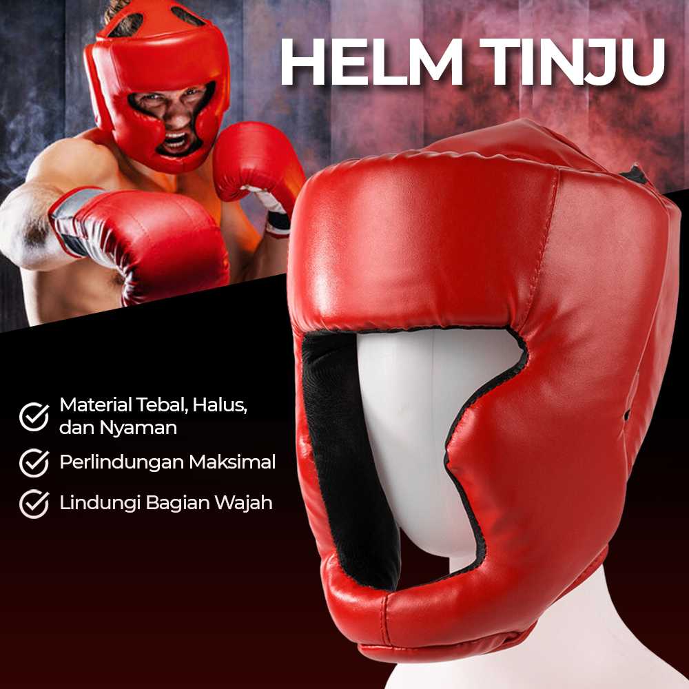 Jual Baru helm tinju kulit Karate Muay Thai Sanda helm latihan dewasa ...