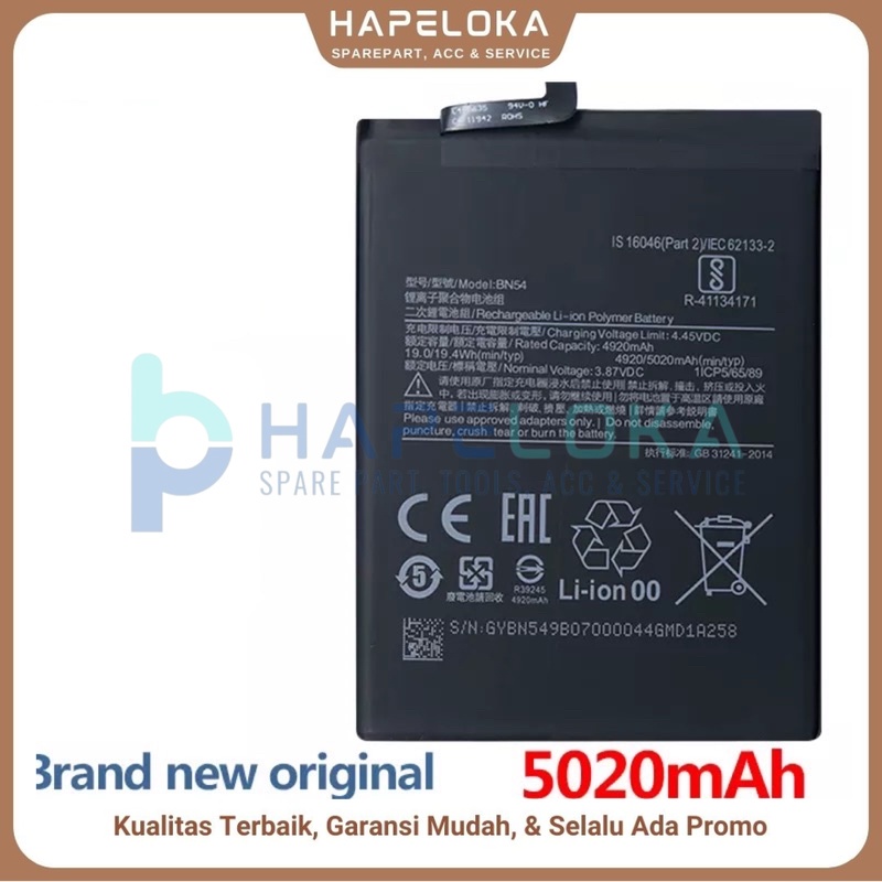 Jual BN54 Baterai Xiaomi Redmi 9 / Redmi Note 9 / Redmi 10X - ORI ...