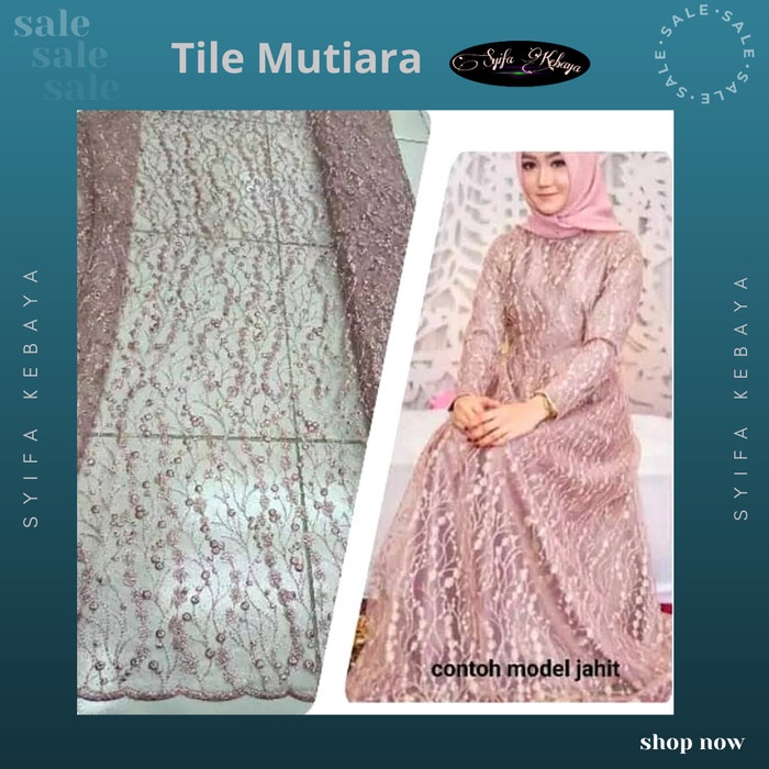 Jual Kain brukat tile mutiara akar. lace brokat mutiara. kain kebaya ...