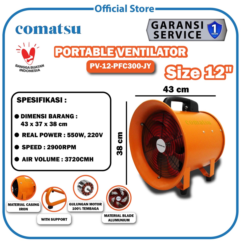 Jual Portable Ventilator Comatsu 12 Inch 220V ventilator blower/ kipas ventilator | Shopee Indonesia