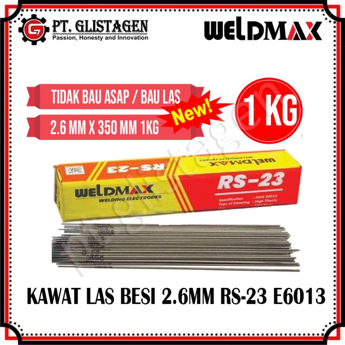 Jual Kawat Las Besi Elektroda 2.6 MM 1KG Welding Electrodes Weldmax RS 23 E6013 | Shopee Indonesia