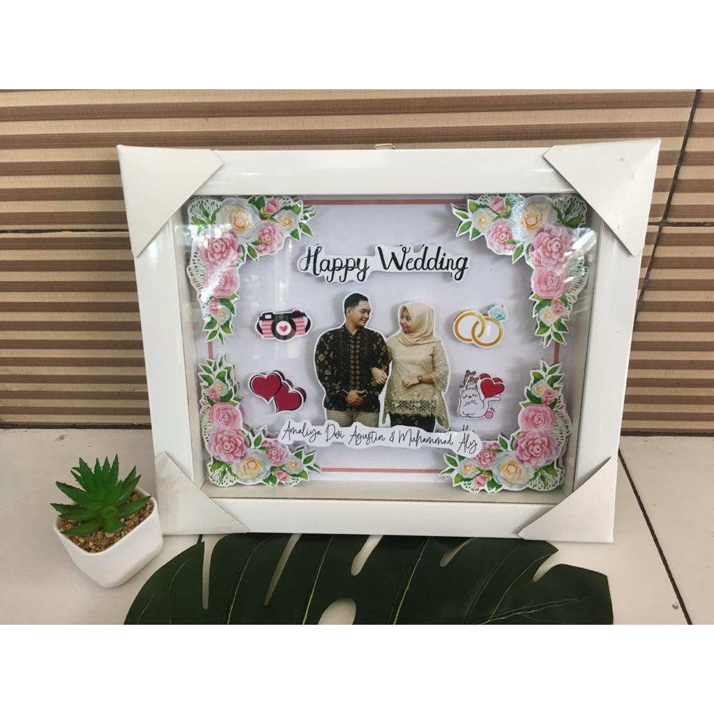 Jual POP UP FRAME BINGKAI BUNGA Kado Hadiah pernikahan wedding nikah ultah ulang tahun ...